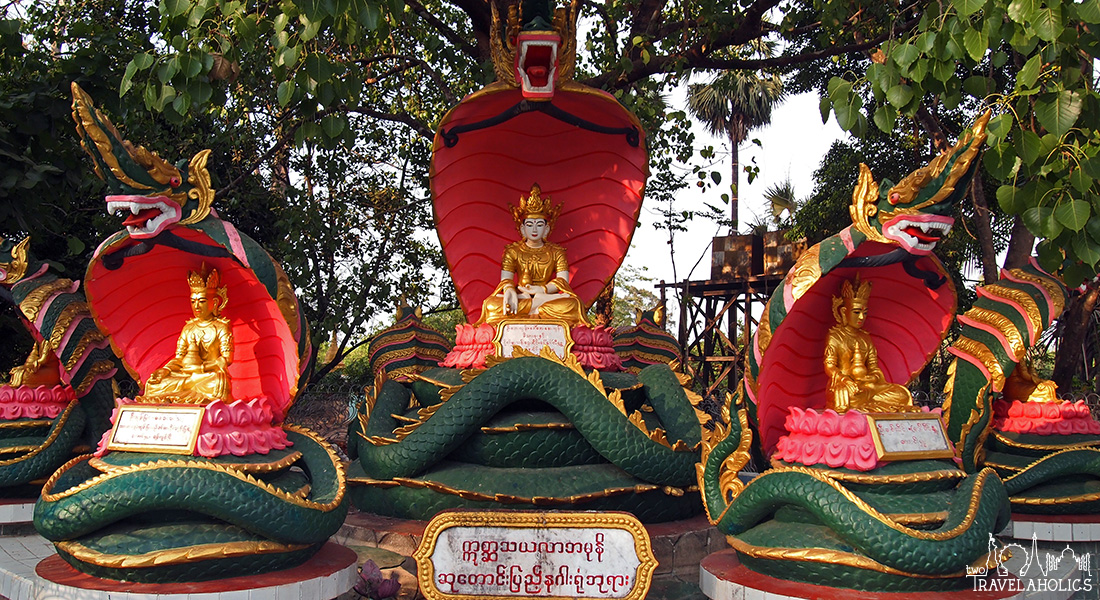 Reclining Buddhas and a Burmese Python in Bago, Myanmar